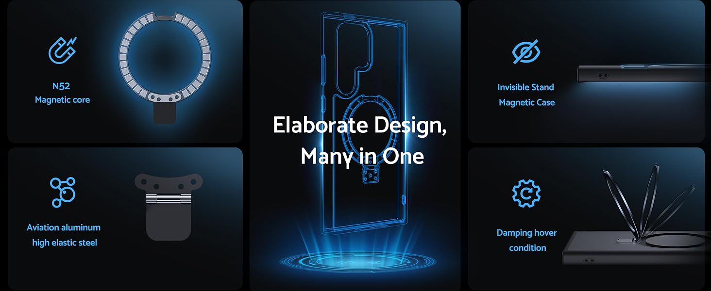 Amazon.com: DASFOND Mag-Stand Galaxy S24 Ultra Case, 2024 Upgraded [All-in-1] [Compatible with ...