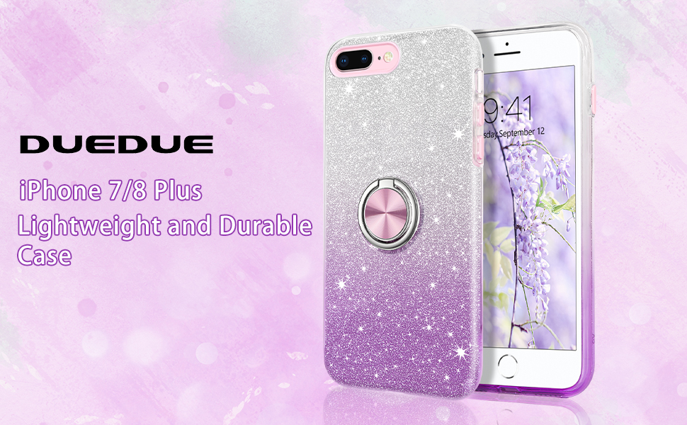 DUEDUE for iPhone 8 Plus Case,iPhone 7 Plus Case,Glitter Bling Sparkly Cute Phone Cover with ...