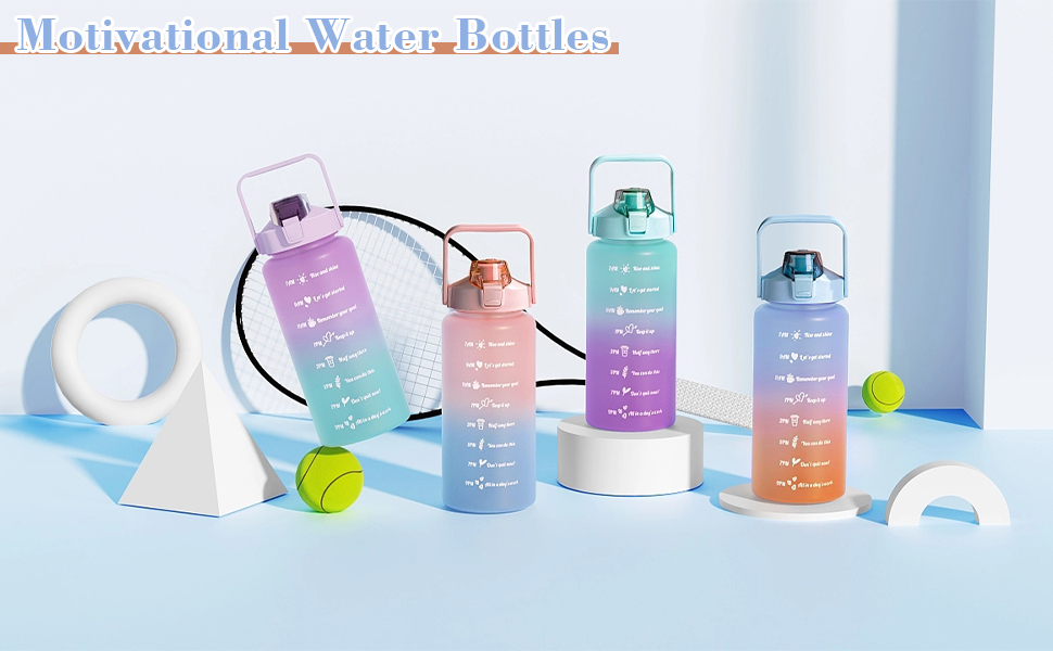 Half Gallon Motivational Water Bottle with Straw & Time markings, 64oz ...