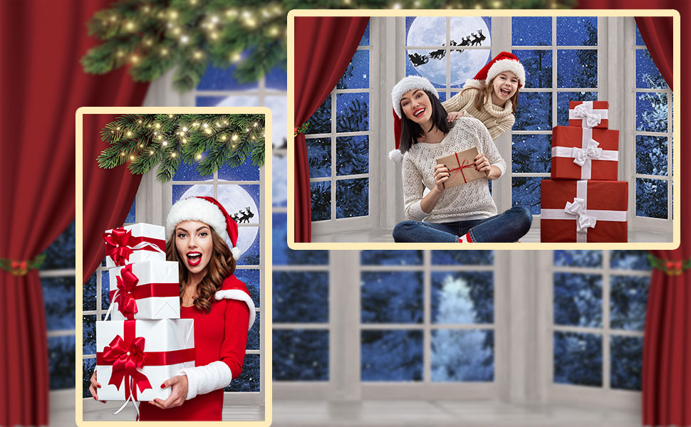 Amazon.com : Allenjoy 8x6ft Christmas Window Photography Backdrop ...