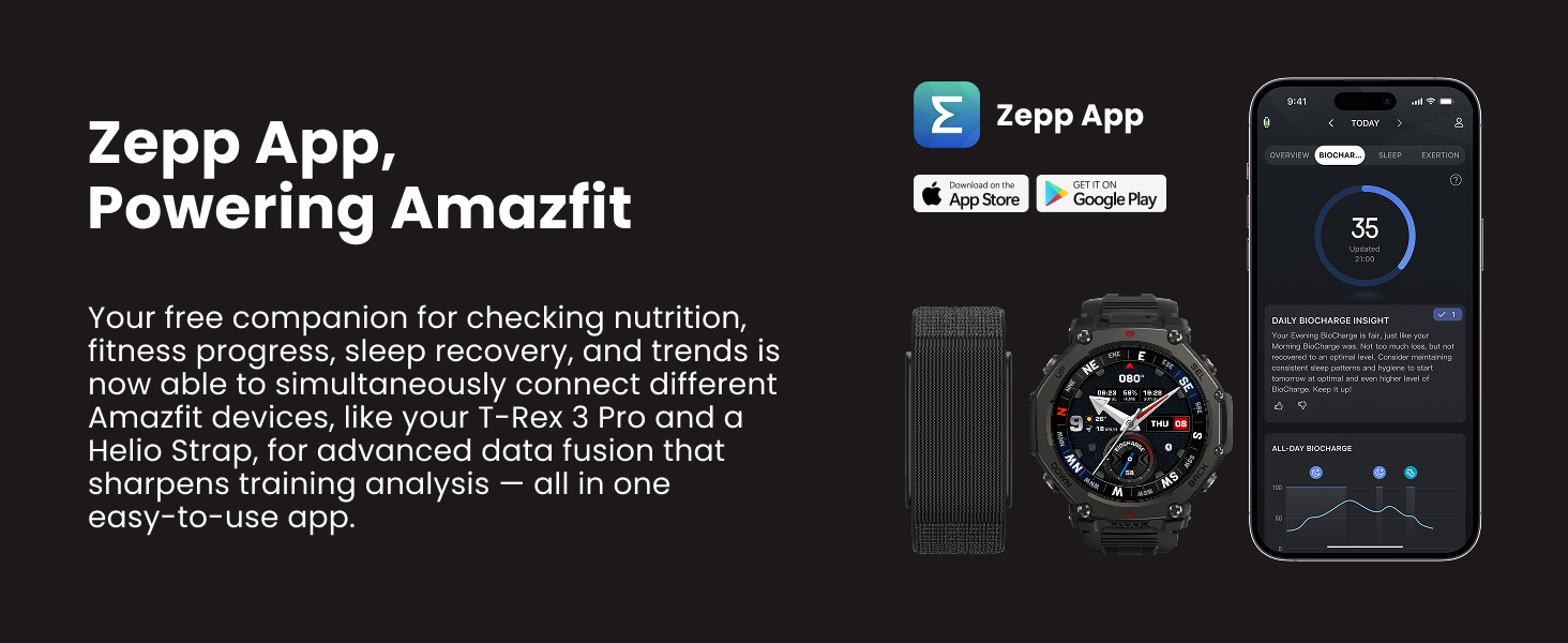 Amazon.com: Amazfit T-Rex 3 Pro Outdoor Smart Watch 48mm Sapphire AMOLED Display, Ti Bezel, Dual ...