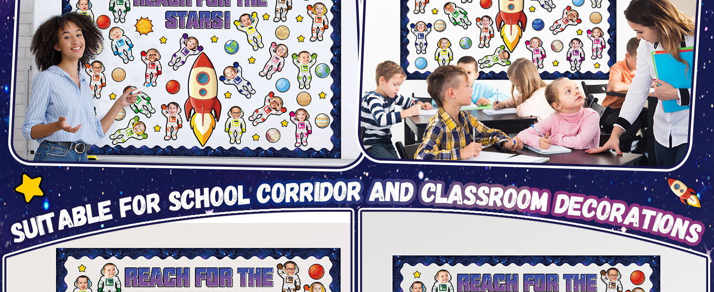 Amazon.com: Outer Space Bulletin Board Decoration Set Space Themed ...