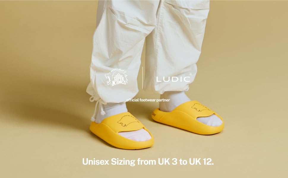 Buy LUDIC Sliders for Men and Women | CSK Banana Chips Collection | CloudFrame Technology ...