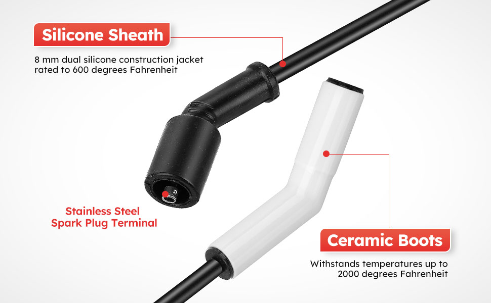 Amazon.com: 9070C Ceramic Boot Spark Plug Wires Set Extreme 9000 Ceramic Boot for GM LS3/LS4/LS7 ...