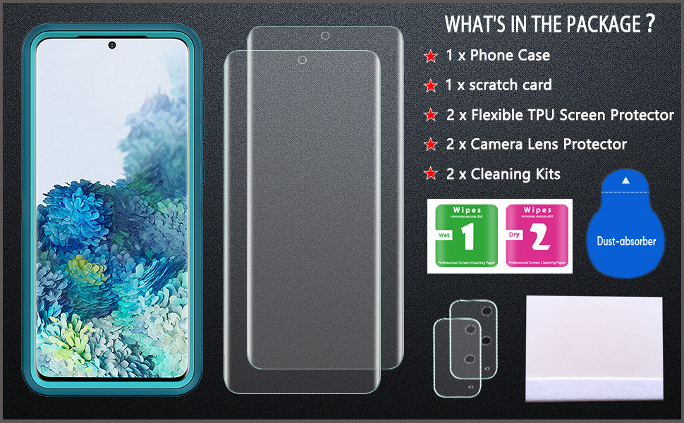 Amazon.com: YKHJKLEC for Samsung Galaxy S20 Plus Case, with 2Pcs [Self Healing Flexible TPU ...