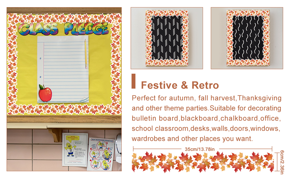 Amazon.com: Whaline 68.8ft Fall Bulletin Border Sticker Watercolor ...