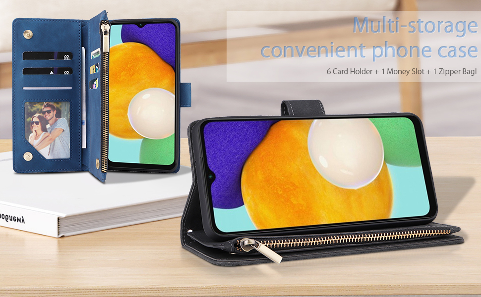 HJHStar for Samsung Galaxy A13 5G Wallet Case with Tempered Glass Screen Protector, with 6-Slots ...