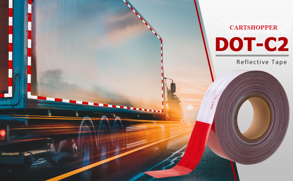 CARTSHOPPER DOT-C2 Reflective Tape 2 Inchx30FT Red White Reflective Tape Outdoor Waterproof ...