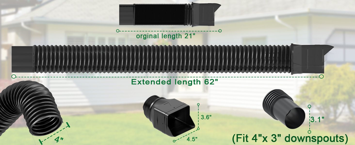 Binazon 1 Pack Black-Rain Gutter Downspout Extensions, Downspout ...