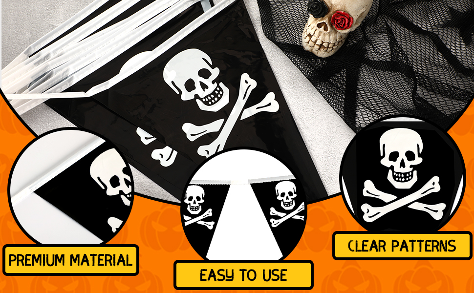 Amazon.com: MARFOREVER 132 Feet Pirate Banner Flag, 80 Pcs Pirate Party ...