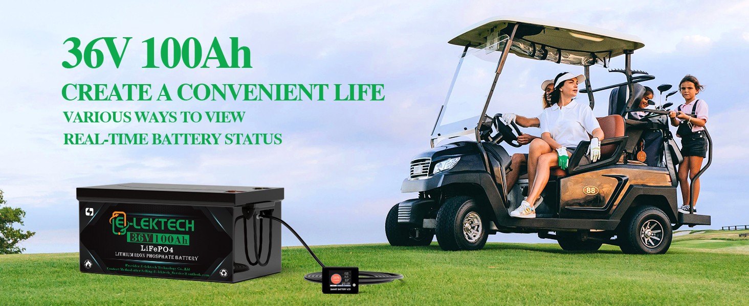 Amazon.com: 36V 100Ah Lithium Golf Cart Battery with Charger, 36V LiFePO4 Lithium Battery Built ...