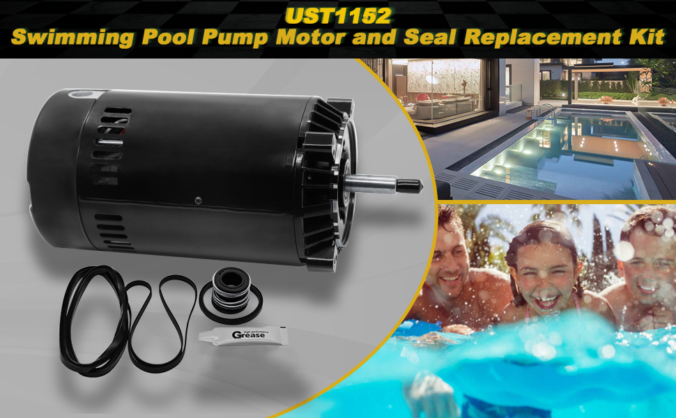 Amazon.com: UST1152 1.5 HP Swimming Pool Pump Motor and Seal Kit Compatible with Hayward Super ...
