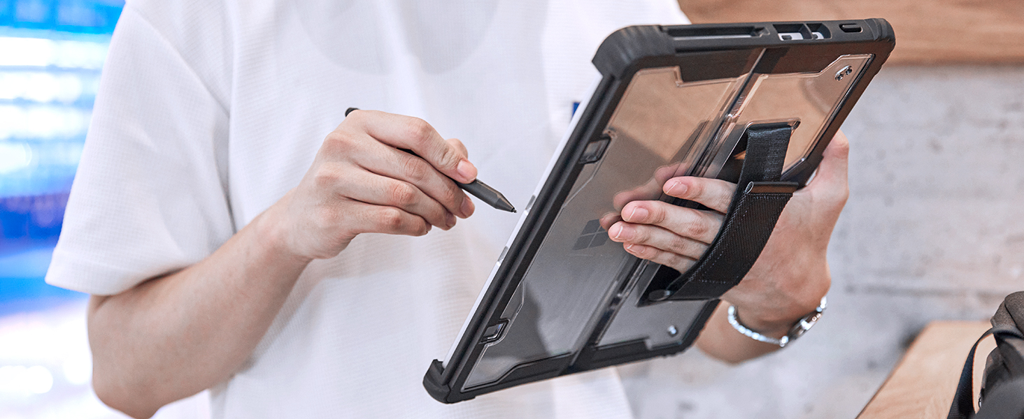 Omnpak Microsoft Surface Pro 11 10 9 Case With Shoulder Strap Hand Strap Compatible