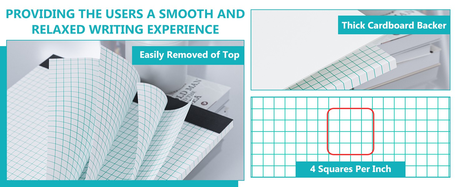 Amazon.com : 8 Pack Graph Papers 8-1/2 x 11-3/4 Quadrille Pads 4x4 Blue ...