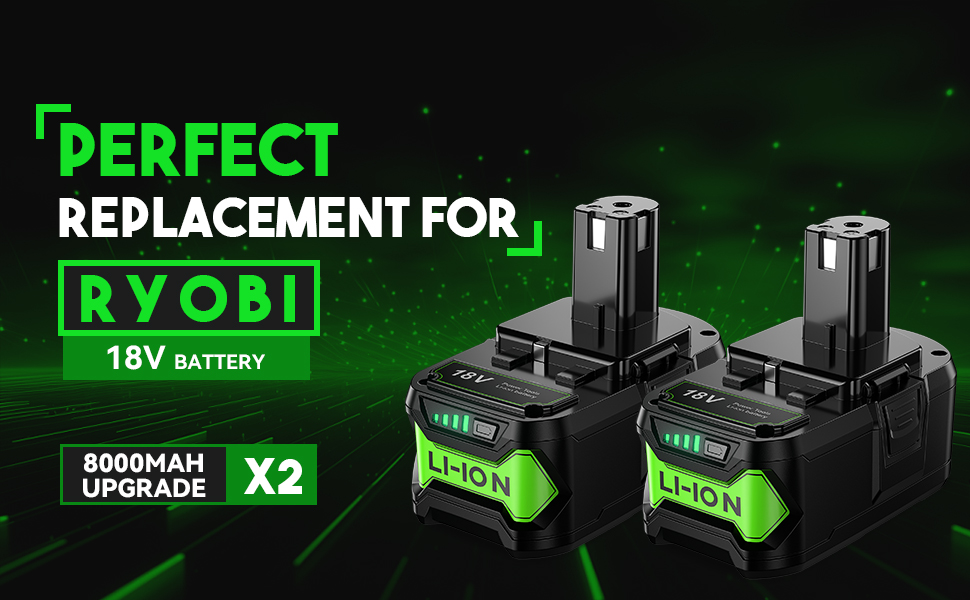 Amazon.com: TURPOW 【8.0Ah Replacement for Ryobi 18V Battery】 Compatible with Ryobi 18 Volt ONE+ ...