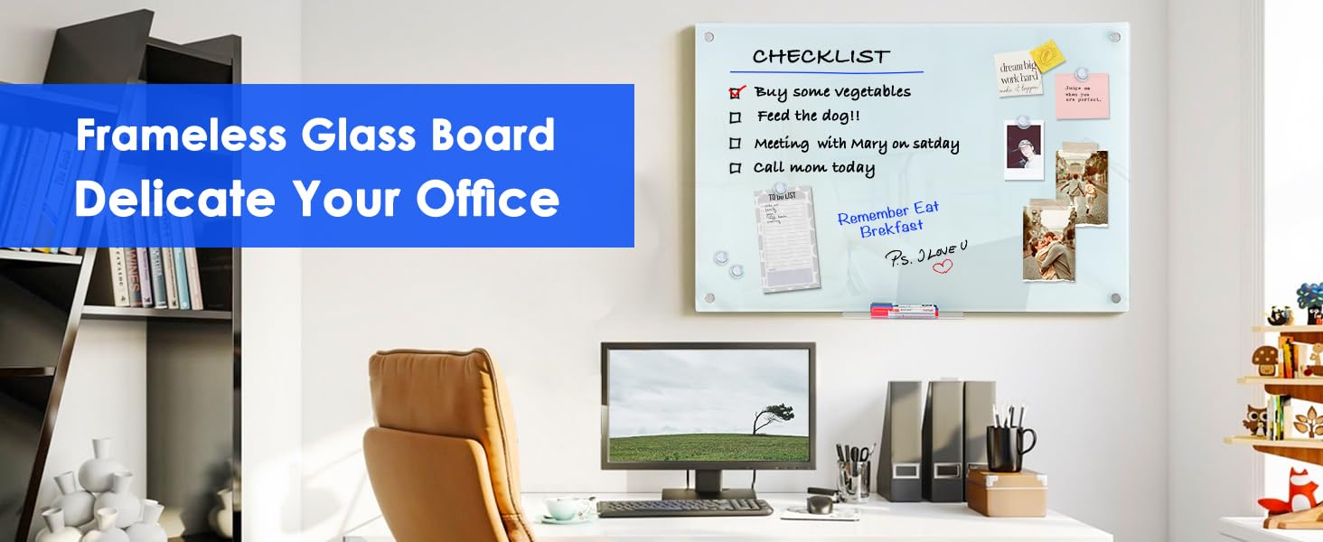 Amazon.com : Glass Whiteboard 48"x36", 4‘x3’ Glass Dry Erase Board 4x3 Whiteboard Glass ...