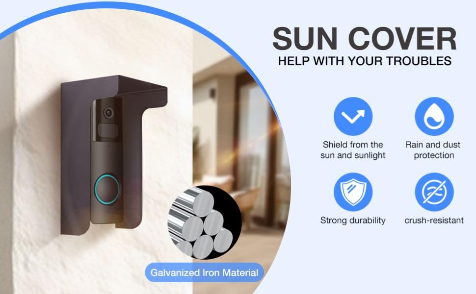 2 Pack Doorbell Cover,Ring Doorbell Cover Weatherproof,Metal Ring Doorbell Cover Plate,Large ...