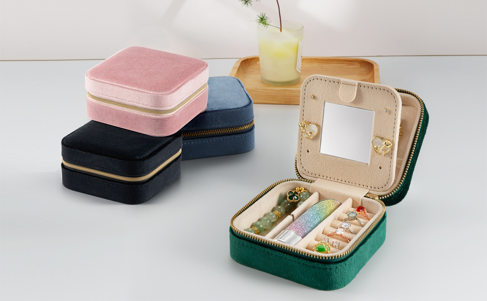 Amazon.com: ilycase Velvet Jewelry Box,Travel jewelry Box organizer,Earring Organizer with ...