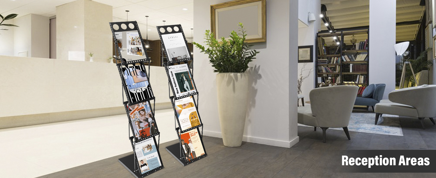 Amazon.com : LIWSHWZ Foldable Matel Magazine Rack,Brochure Display Stand with Carrying Bag ...
