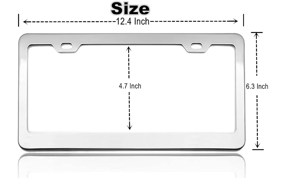 Amazon.com: Flamax Mirror Polished Stainless Steel License Plate Frame Metal License Plate Cover ...
