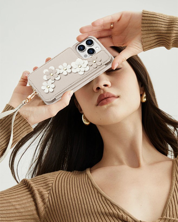 Amazon.com: rongki for iPhone 16 Pro Max Case, Wallet with Card Holder, Cute Flower Design ...