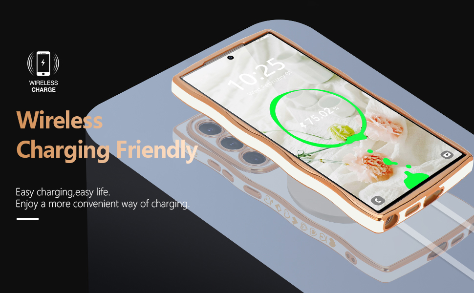 Amazon.com: LCHULLE for Samsung Galaxy S23 Ultra Case for Women Girls, Cute Wave Frame Curly ...