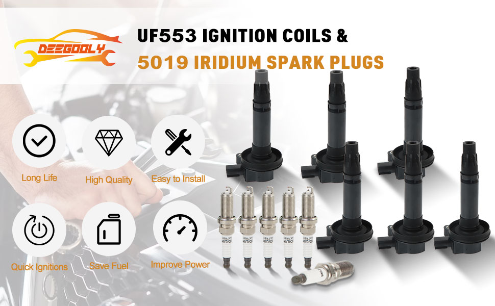 Amazon.com: DEEGOOLY 6PCS UF553 Ignition Coils & 5019 Iridium Spark Plugs Compatible with For-d ...