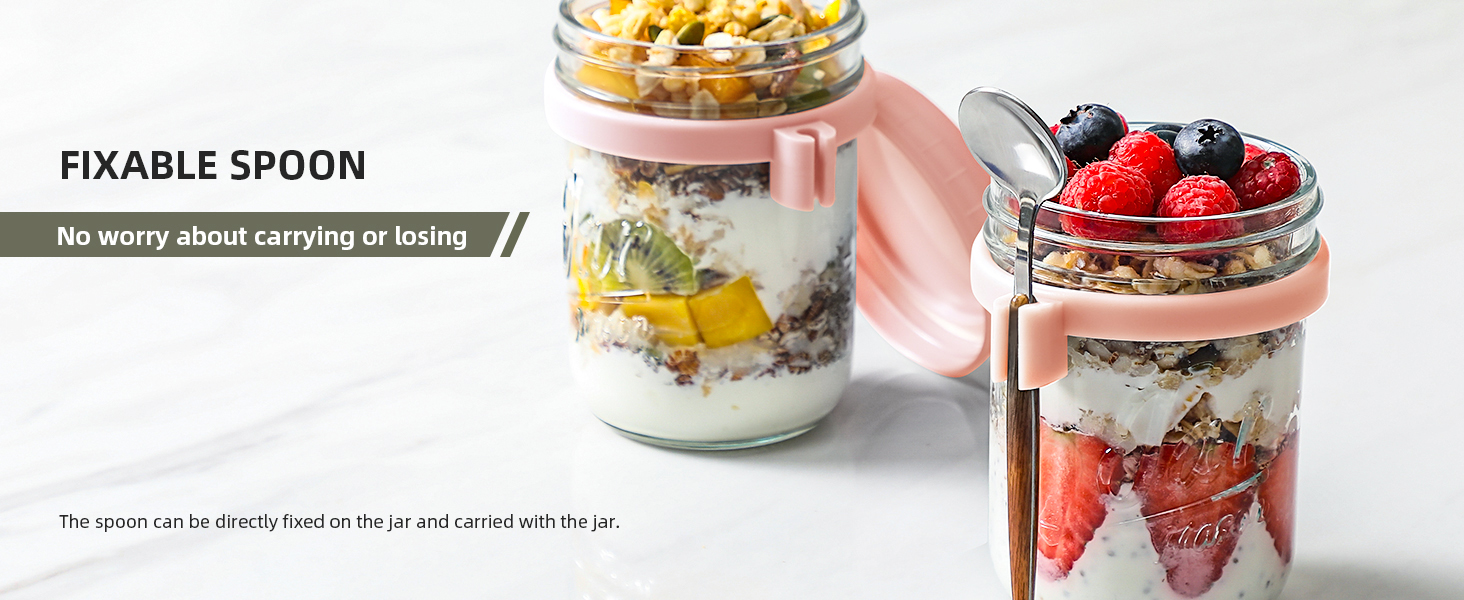 Amazon.com: LANDNEOO 6 Pack Overnight Oats Containers with Lids and Spoons, 16 oz Glass Mason ...