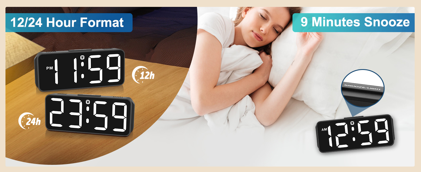 Amazon.com: Peakeep Small Digital Alarm Clock Plug in for Bedrooms ...