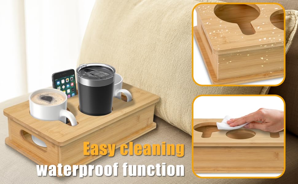 Amazon.com: Couch Cup Holder, Bamboo Couch Cup Holder Tray Large Sofa Drink Holder Waterproof ...