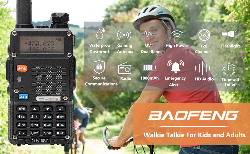 Amazon.com: BAOFENG UV-5RT Walkie Talkies Dual-Band Display, Dual-Standby, 5W Output Power, 128 ...