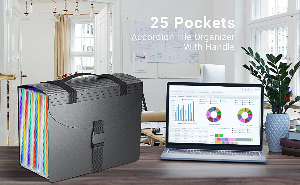 Amazon.com : TOPCJ File Organizers with Handle,25 Pockets Accordion File Organizer,Portable ...