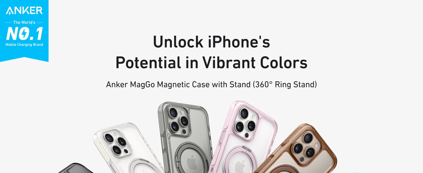 Amazon.com: Anker Ultra Magnetic for iPhone Case with Sturdy 360° Ring Stand, Anti-Yellowing and ...