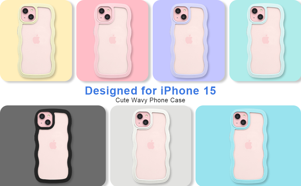 Amazon.com: Anuck for iPhone 15 Case Wavy Edge Clear Back Design, Anti-Slip Grip Cute Wave Curly ...