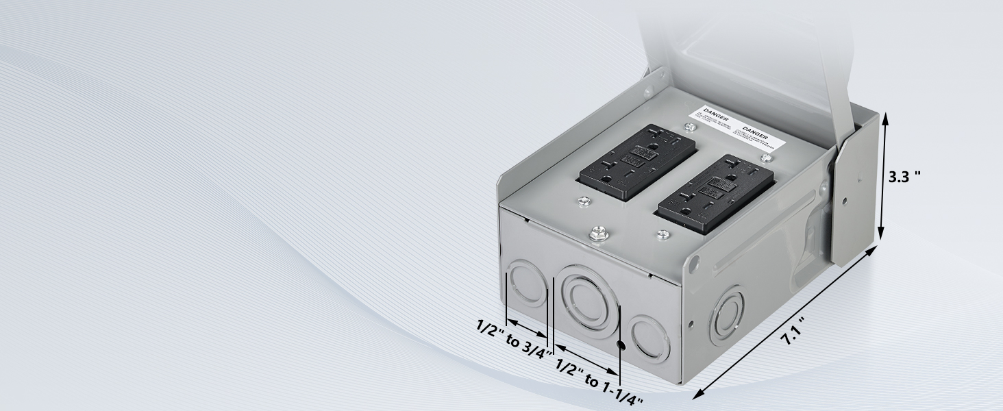 SURAIELEC Outdoor Electrical Outlet Box, Dual 20 AMP WRTR GFCI Receptacles, Rainproof 3R ...