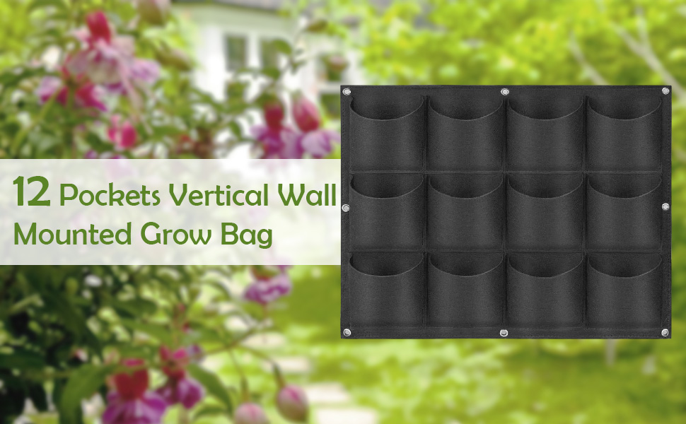 Amazon.com : Hanging Planting Grow Bags, 12 Pockets Hanging Vertical ...