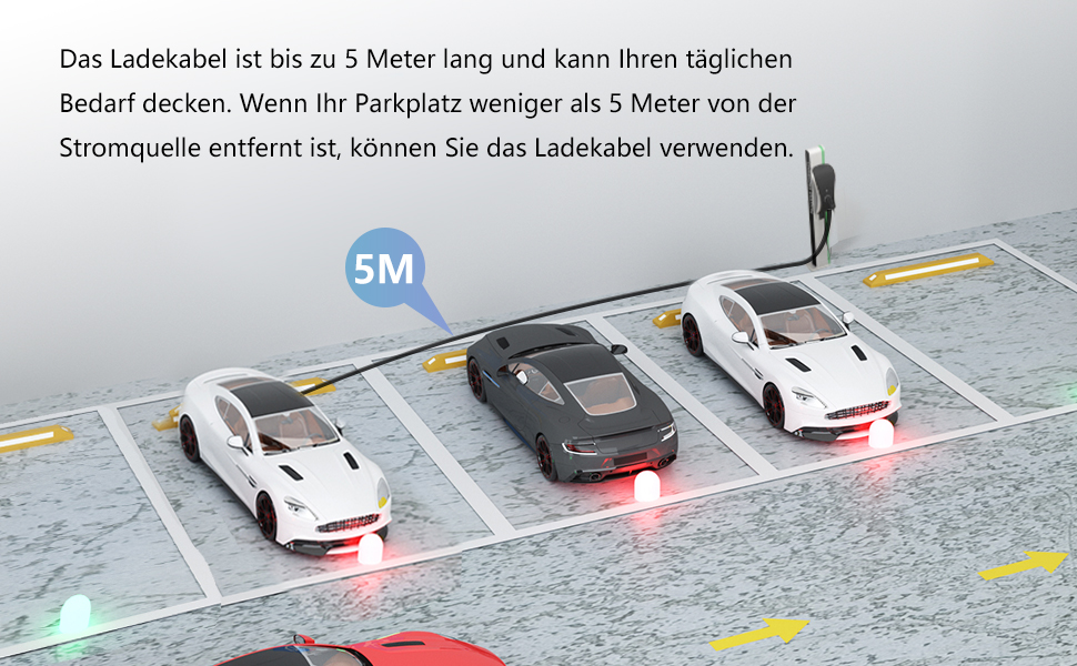 AWESAFE Ladestationen für Elektrofahrzeuge Typ 2 EV-Ladekabel 5M 16A 3.5KW DREI Phase mit CEE ...