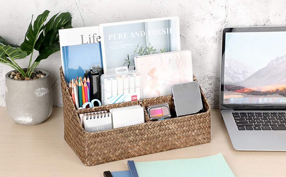 Amazon.com: BTSKY Woven Storage Basket Natural Seagrass Vertical Wicker ...