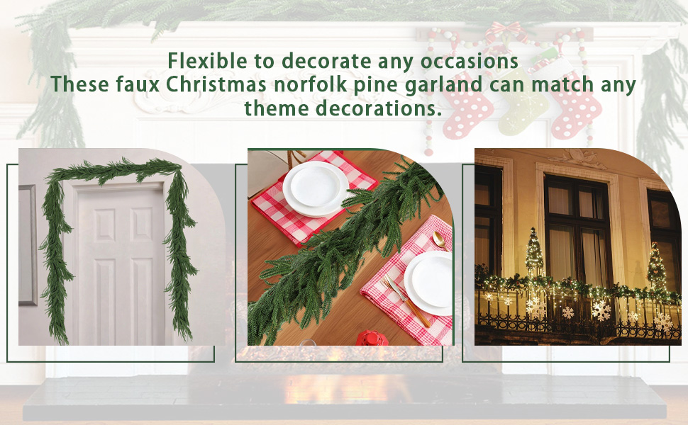 Amazon.com: 9FT Artificial Norfolk Pine Garlands for Christmas Decorations,Real Touch Winter ...