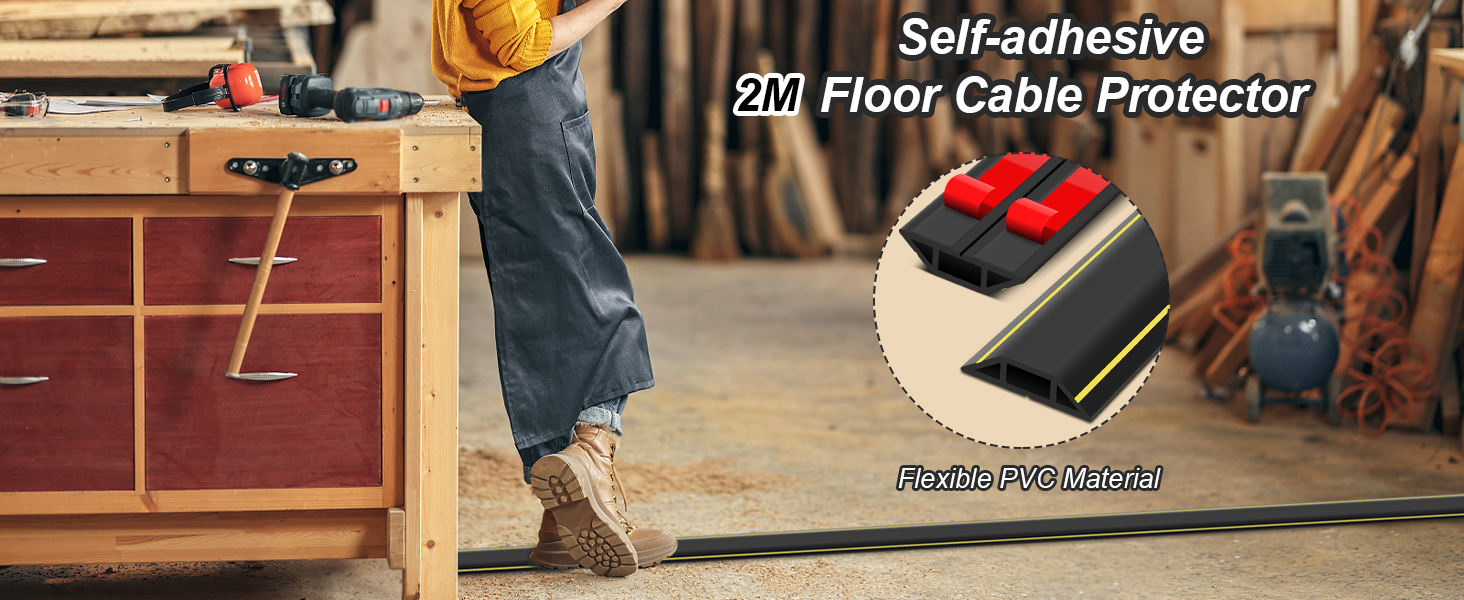 Floor Cable Cover Protector, Self-Adhesive Wire Cover for Cables, 2M ...