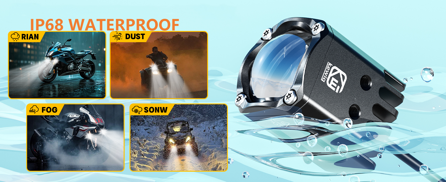 Amazon.com: Kewig 60W Motorcycle Auxiliary LED Fog Light Driving Spotlights White/Amber Fog ...