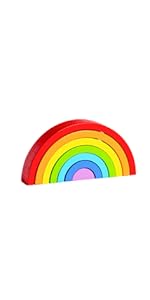 Amazon.com: Wooden Rainbow Stacking Toy, Wood Rainbow Stacker Arch Game ...