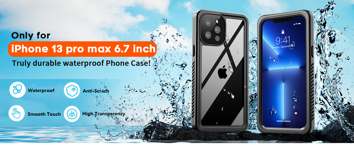 Amazon.com: SUPFINE for iPhone 13 Pro Max Waterproof Case,[Built-in Screen Protector][IP68 ...