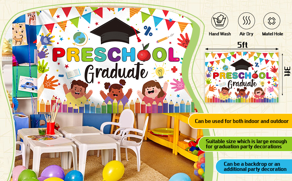 Amazon.com: 5×3 FT Preschool Graduation Party Decorations, Kindergarten ...