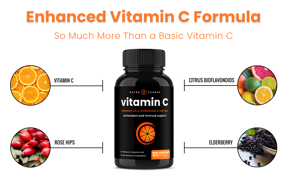 (2 Pack) Vitamin C Capsules | 240 Vegan Capsules | 500mg Vitamin C Per Capsule Enhanced with ...
