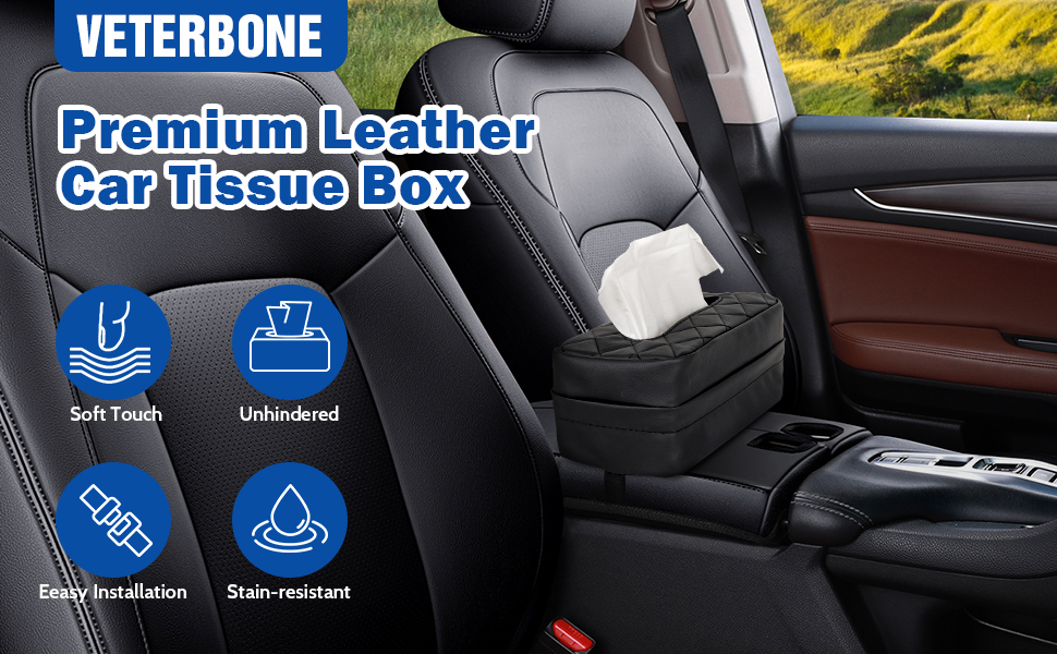 Car Tissue Holder, Standard PU Leather Napkin Organizer for Backseat, Extra Large Capacity Fits ...