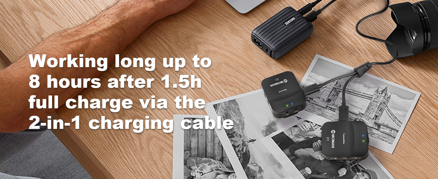 Amazon.com: MOMAN C1 Wireless Lavalier Microphone, 2.4GHz Compact Wireless Lapel Mic System with ...