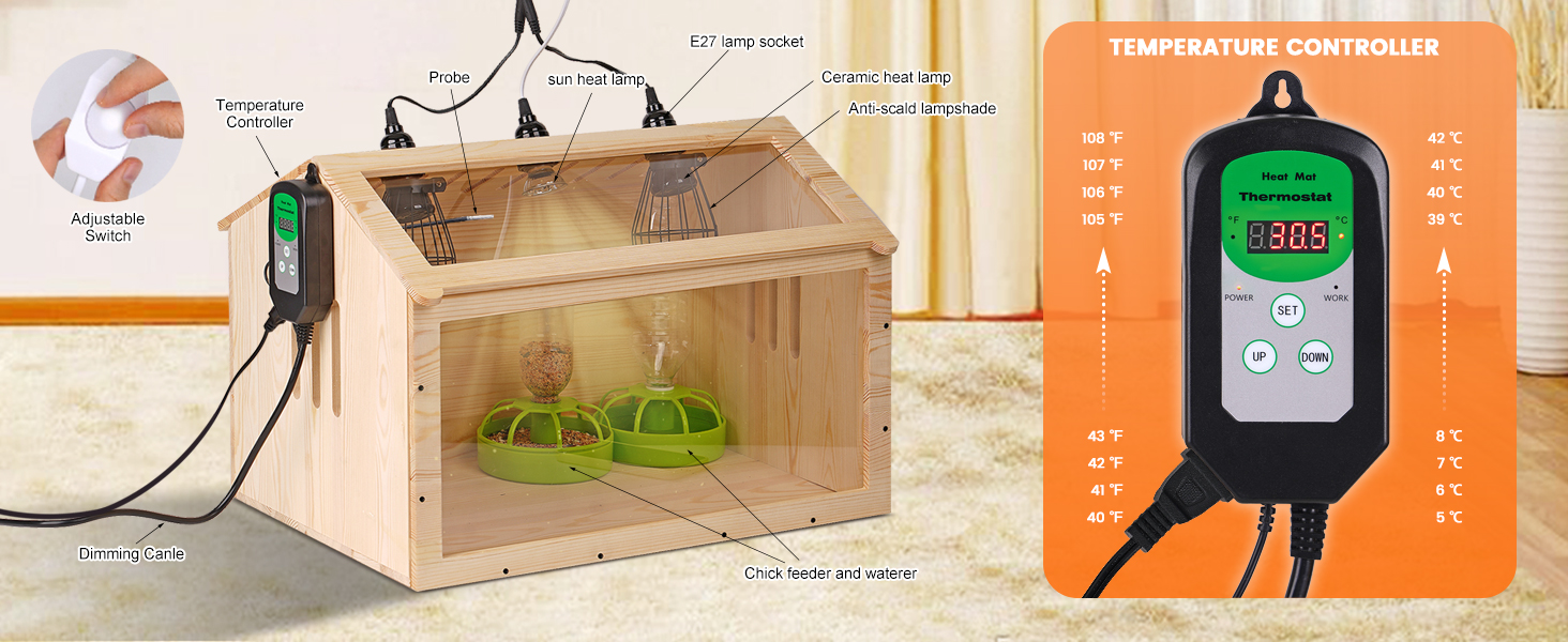 Amazon.com: Chicken Brooder Box for Chicks Brooder Box with Thermostat Poultry Breeding Box with ...
