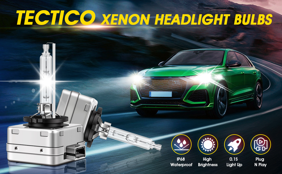 Amazon.com: TECTICO D1S Xenon HID Headlights Bulbs, 35W 6000K Cool White High/Low Beam ...