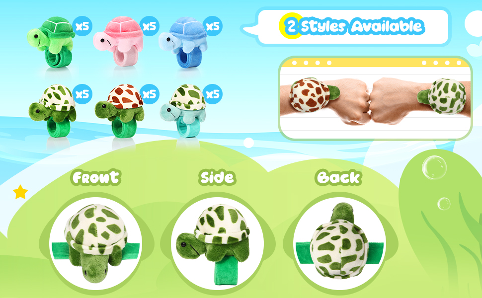 Amazon.com: Lenwen 15 Pcs Stuffed Turtle Slap Bracelets Bulk Adorable ...